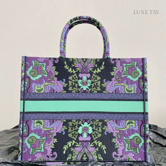 Multicolor Purple Embroidery Large D Book Tote - Tote Bag for Women ...